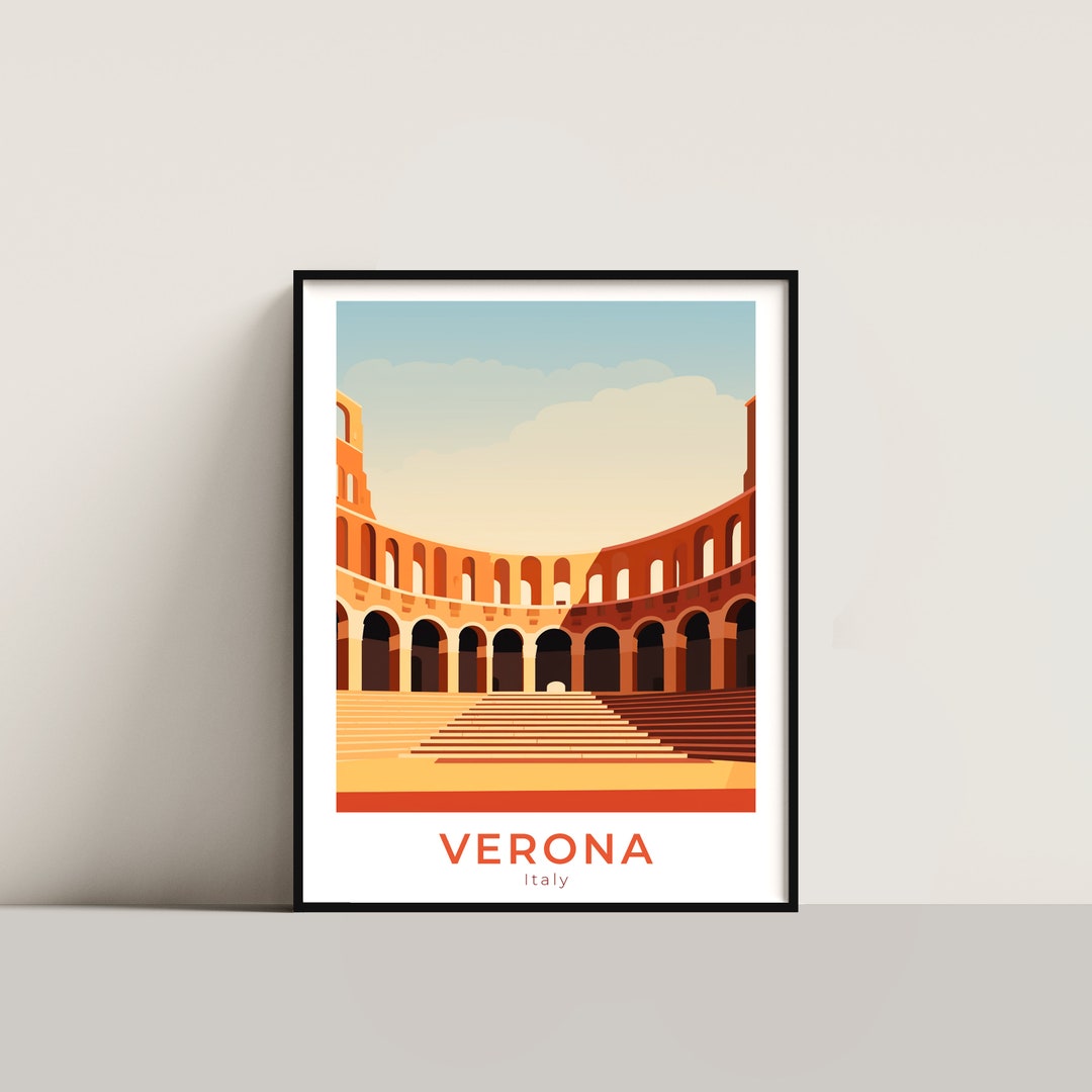 Verona Travel Poster Wall Art Gift Italy Travel Print Gift Home Decor ...