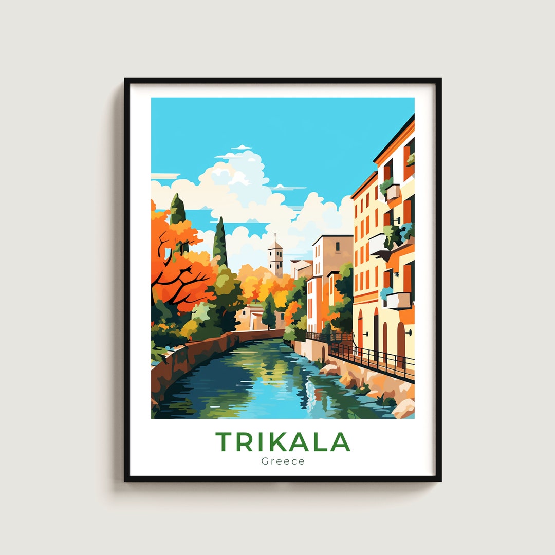 Trikala Travel Poster Wall Art Gift Greece Travel Print Gift Home Decor ...