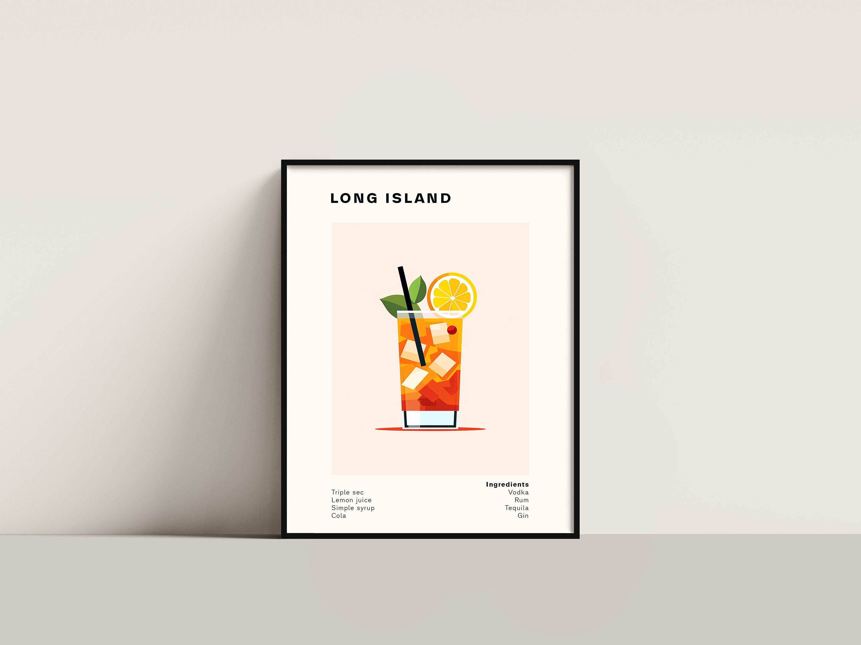 Long Island Poster Cocktail Gift Cocktail Lovers Retro Print Gift ...