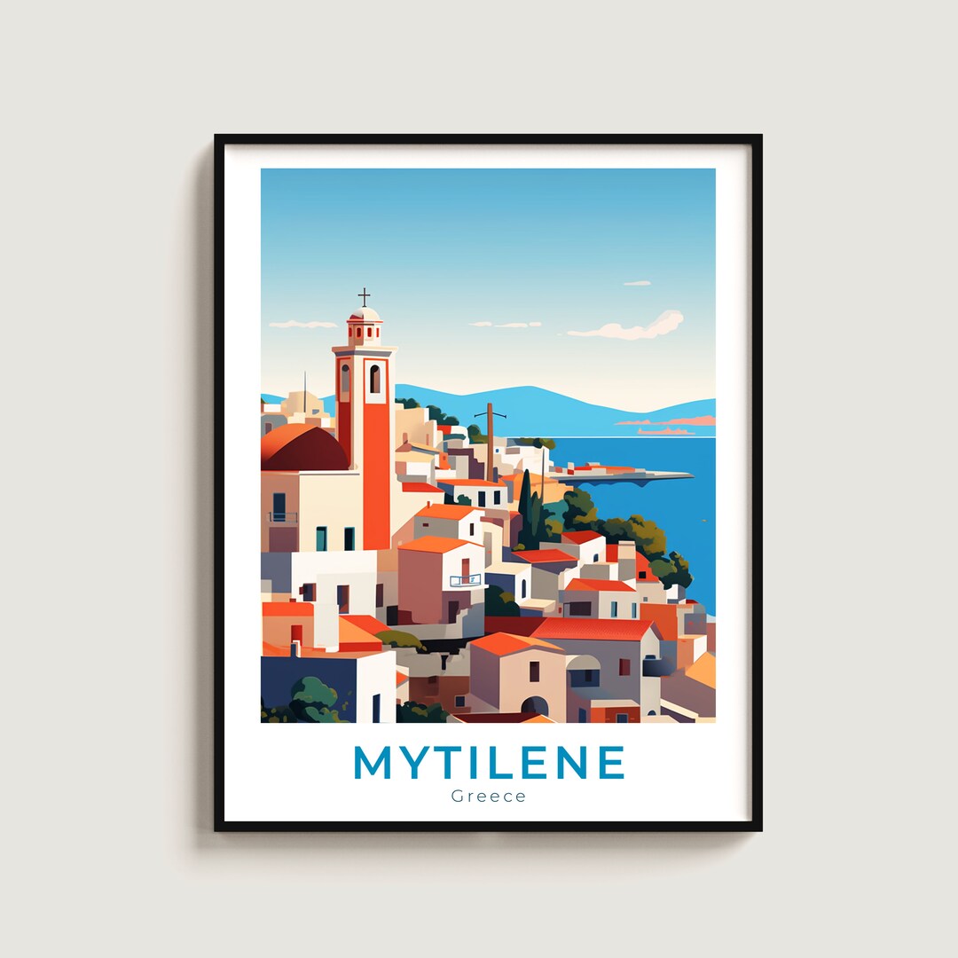 Mythilene Travel Poster Wall Art Gift Greece Travel Print Gift Home ...