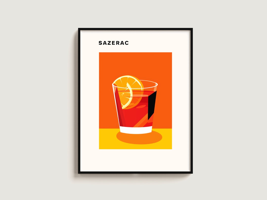 Sazerac Poster Cocktail Gift Cocktail Lovers Retro Print Gift ...