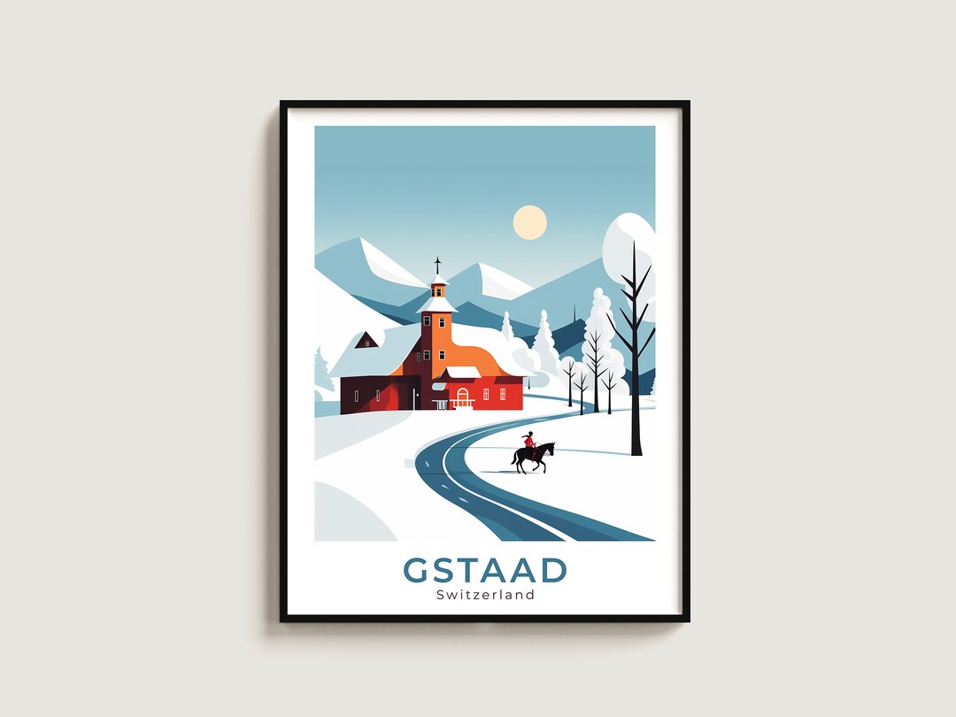 Gstaad Travel Poster Wall Art Gift Switzerland Travel Print Gift Home ...
