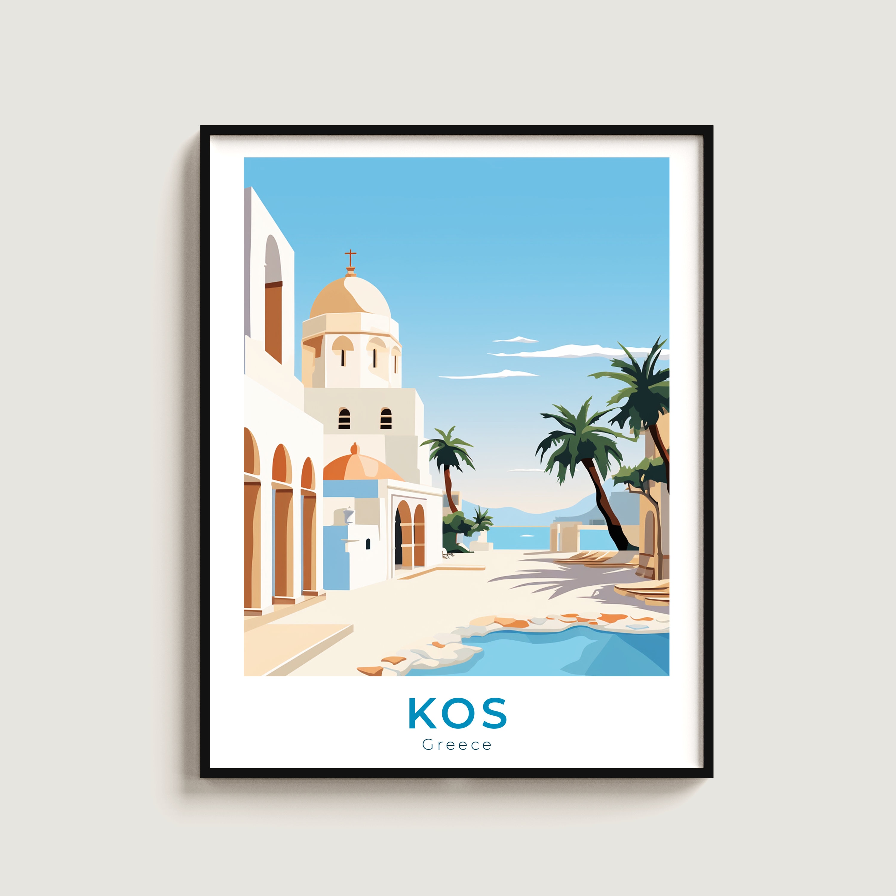 Kos Travel Poster Wall Art Gift Greece Travel Print Gift Home Decor ...