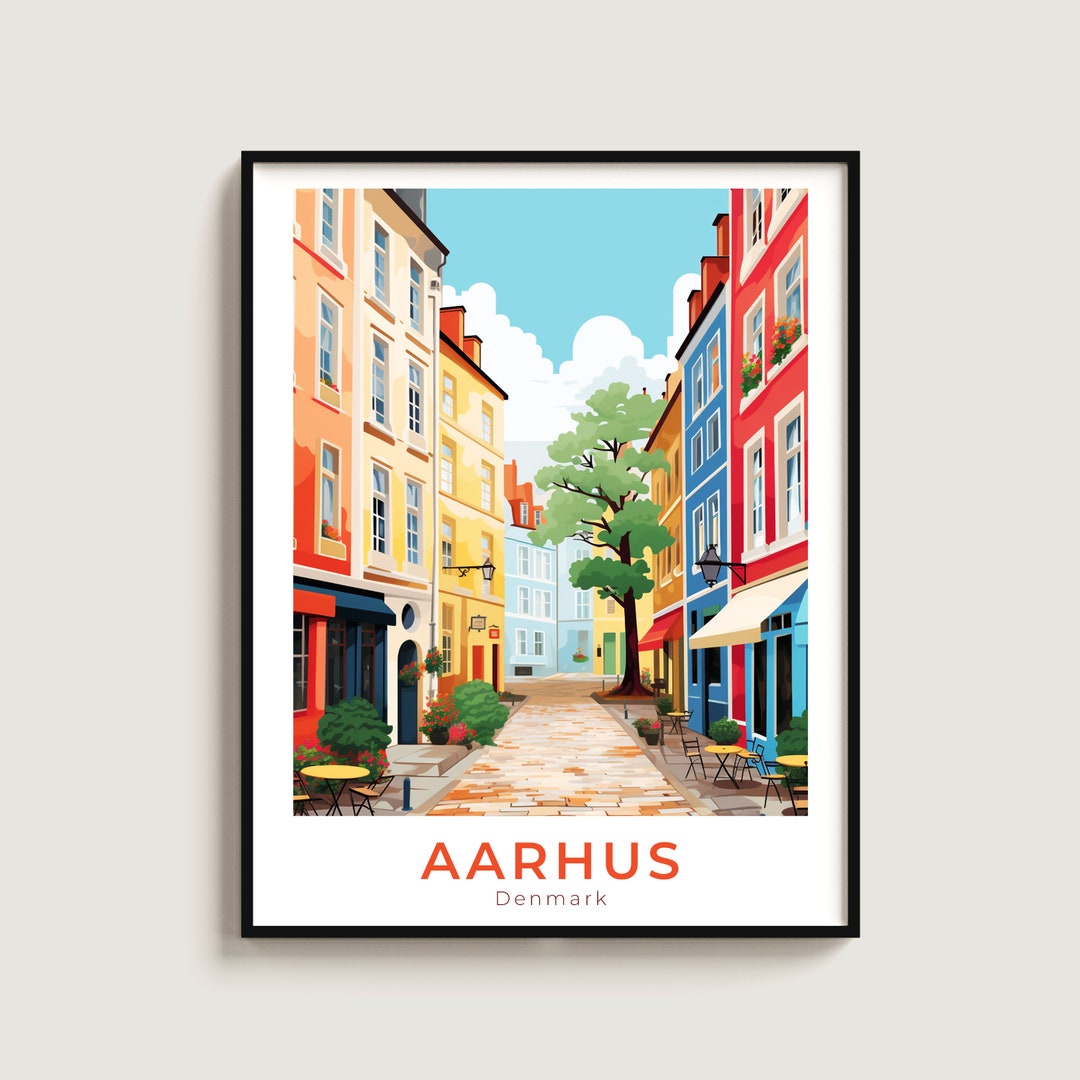 Aarhus Travel Poster Wall Art Gift Denmark Travel Print Gift Home Decor ...