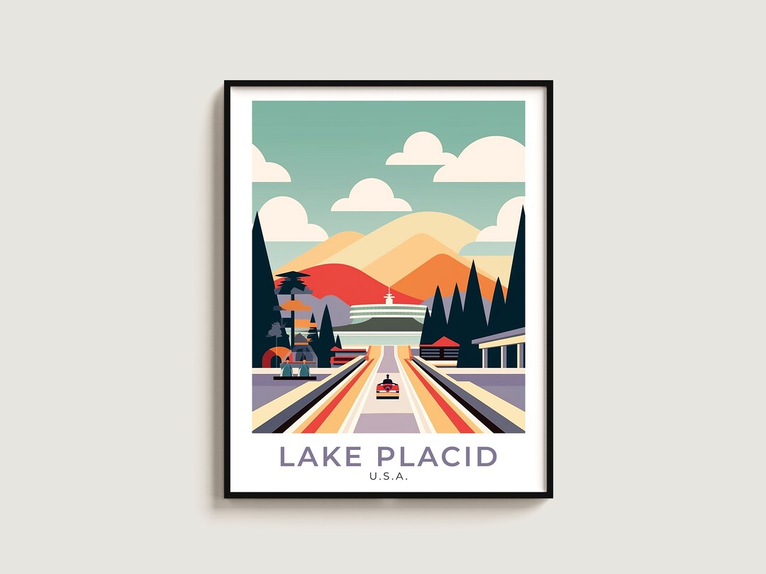 Lake Placid Travel Poster Wall Art Gift U.S.A. Travel Print Gift Home ...