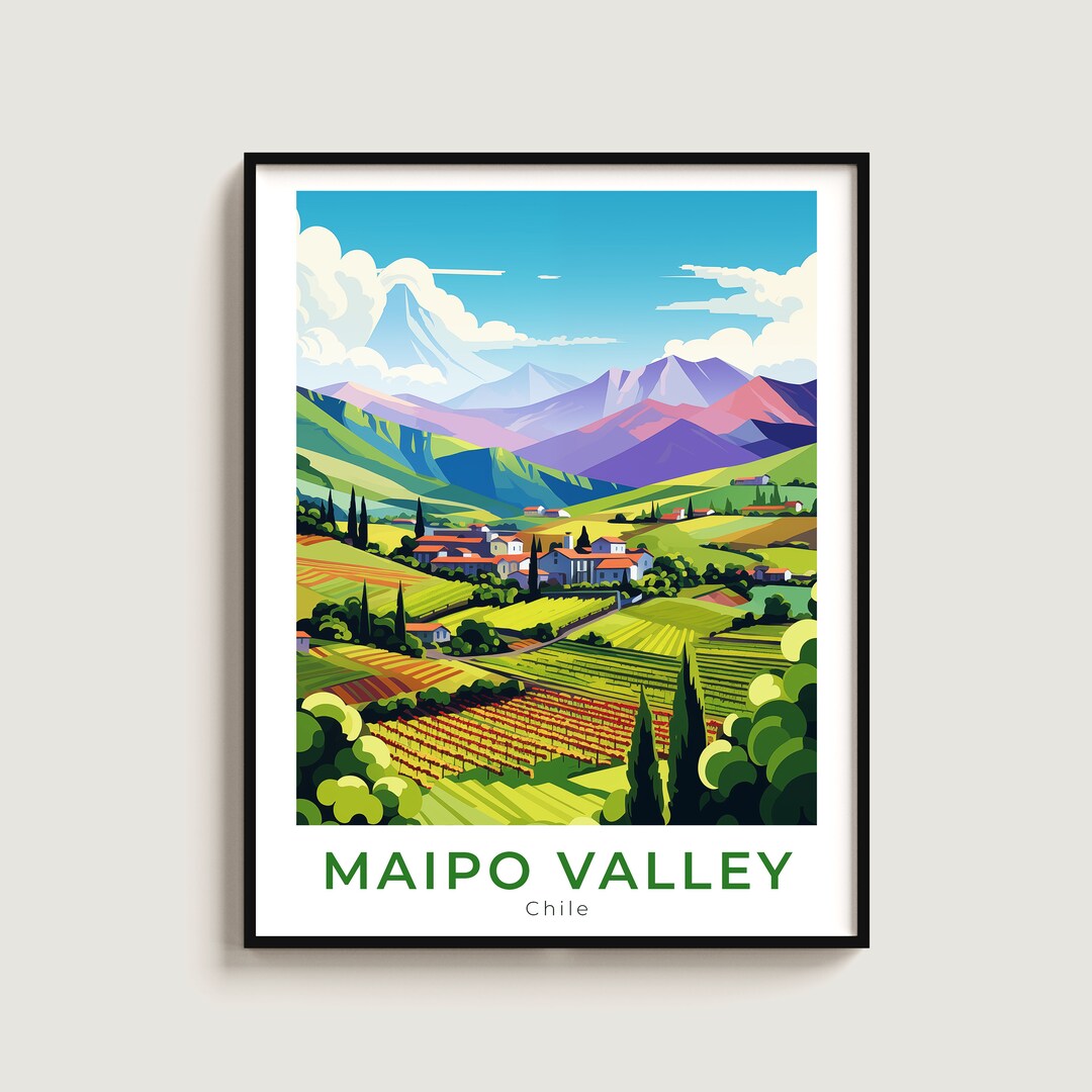 Maipo Valley Travel Poster Wall Art Gift Chile Travel Print Gift Home ...