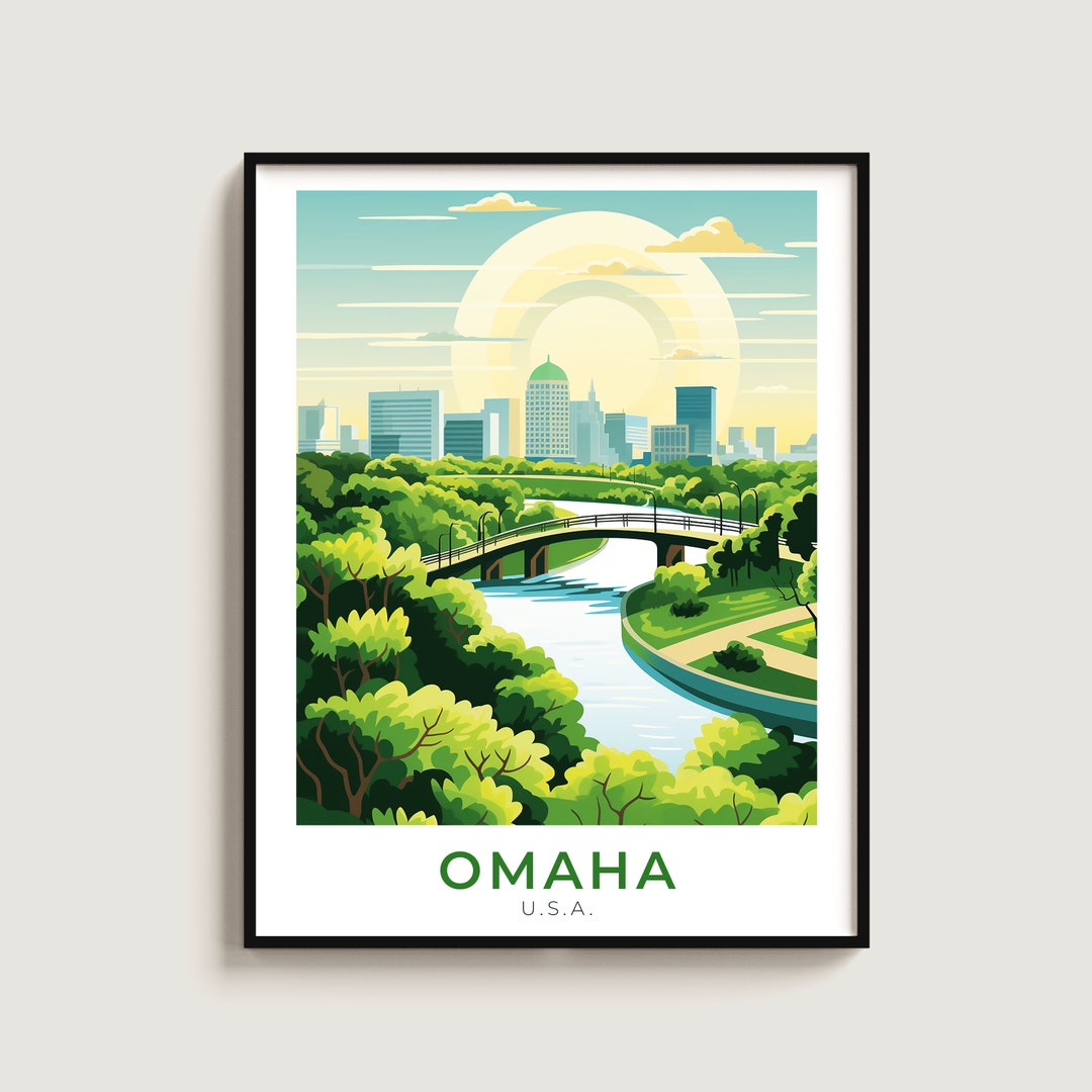 Omaha Travel Poster Wall Art Gift U.S.A. Travel Print Gift Home Decor ...