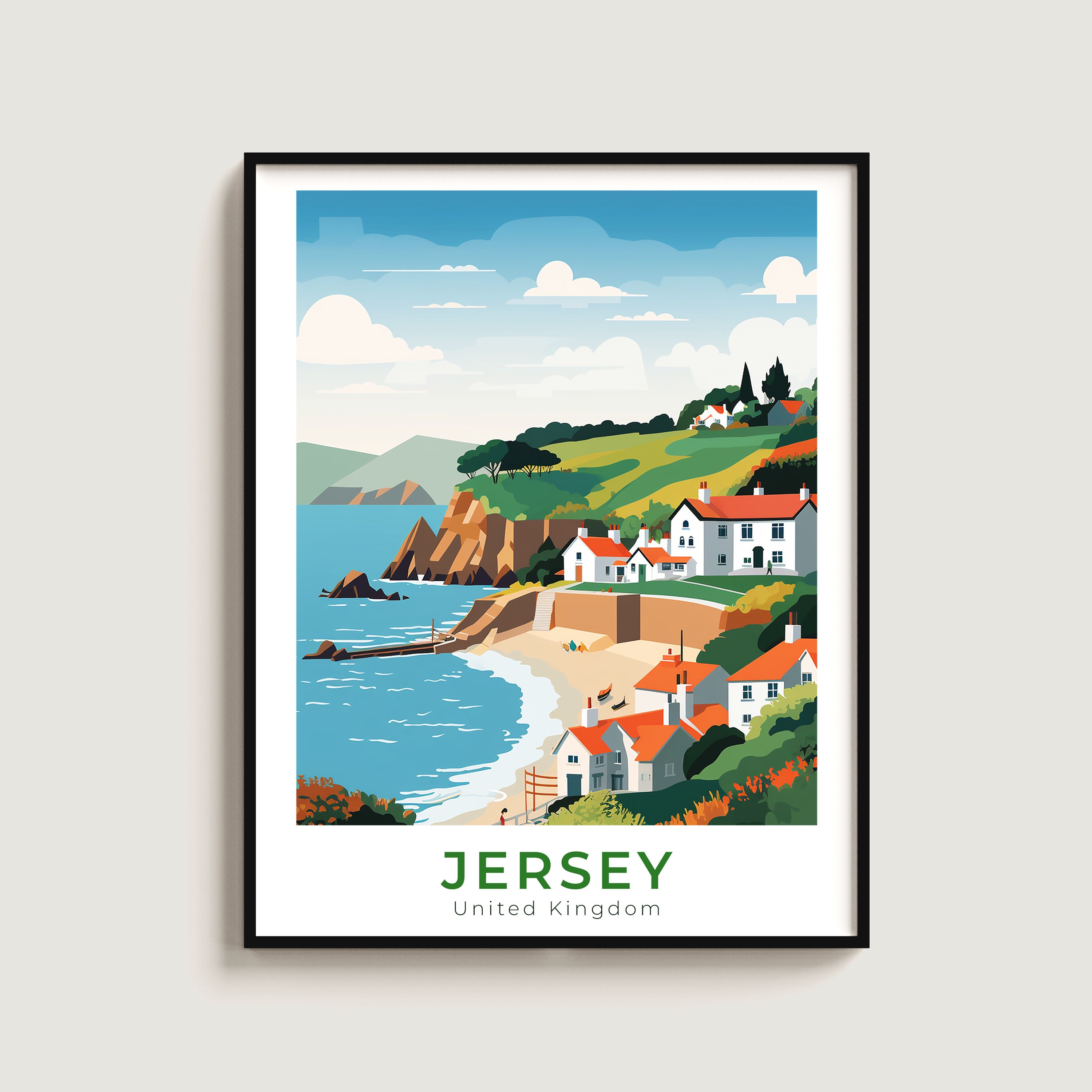 Jersey Travel Poster Wall Art Gift UK Travel Print Gift Home Decor ...