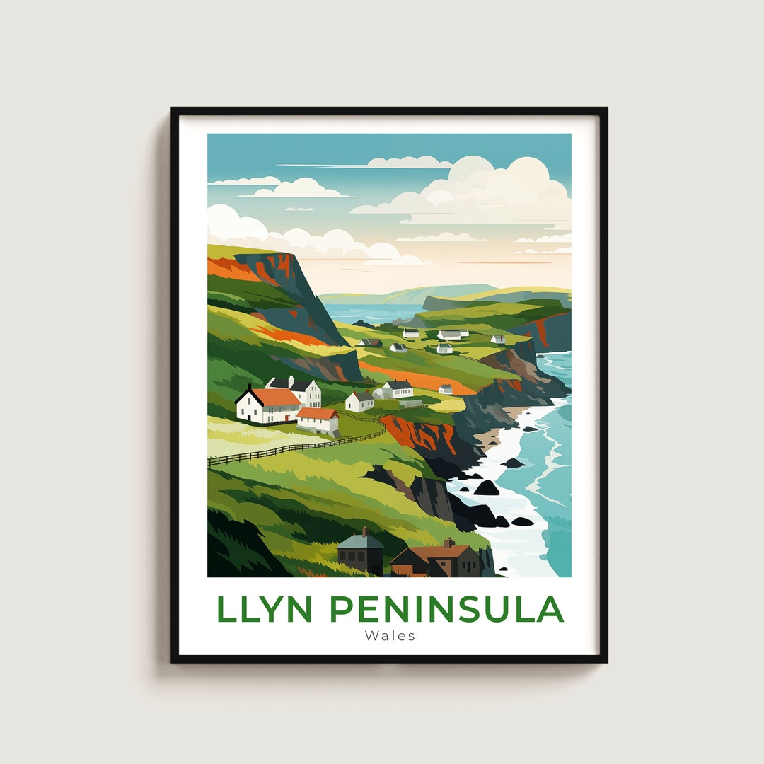Lynn Peninsula Travel Print Wall Art Gift Wales Travel Poster Gift Home ...