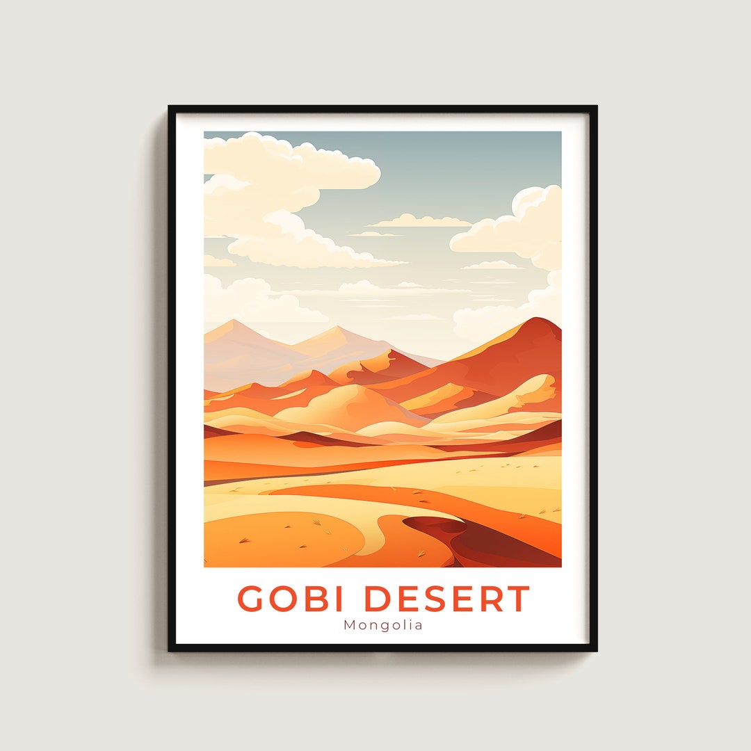 Gobi Desert Travel Print Wall Art Gift Mongolia Travel Poster Gift Home ...