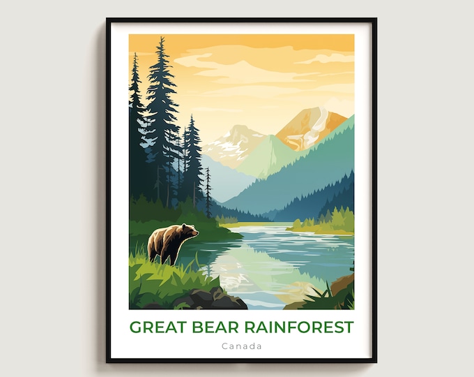 Great Bear Rainforest BC - Vintage Travel Poster - Etsy Canada