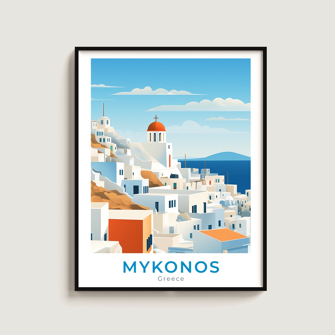 Mykonos Travel Poster Wall Art Gift Greece Travel Print Gift Home Decor ...