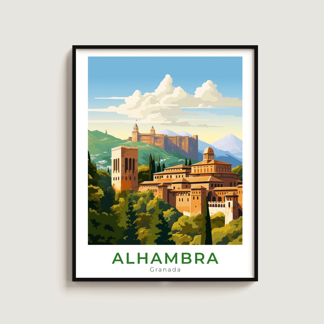 Alhambra Print Granada Travel Poster Home Decor Wall Art - Etsy