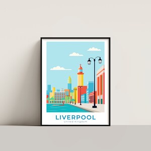 Liverpool Travel Poster Wall Art Gift United Kingdom Travel Print Gift ...