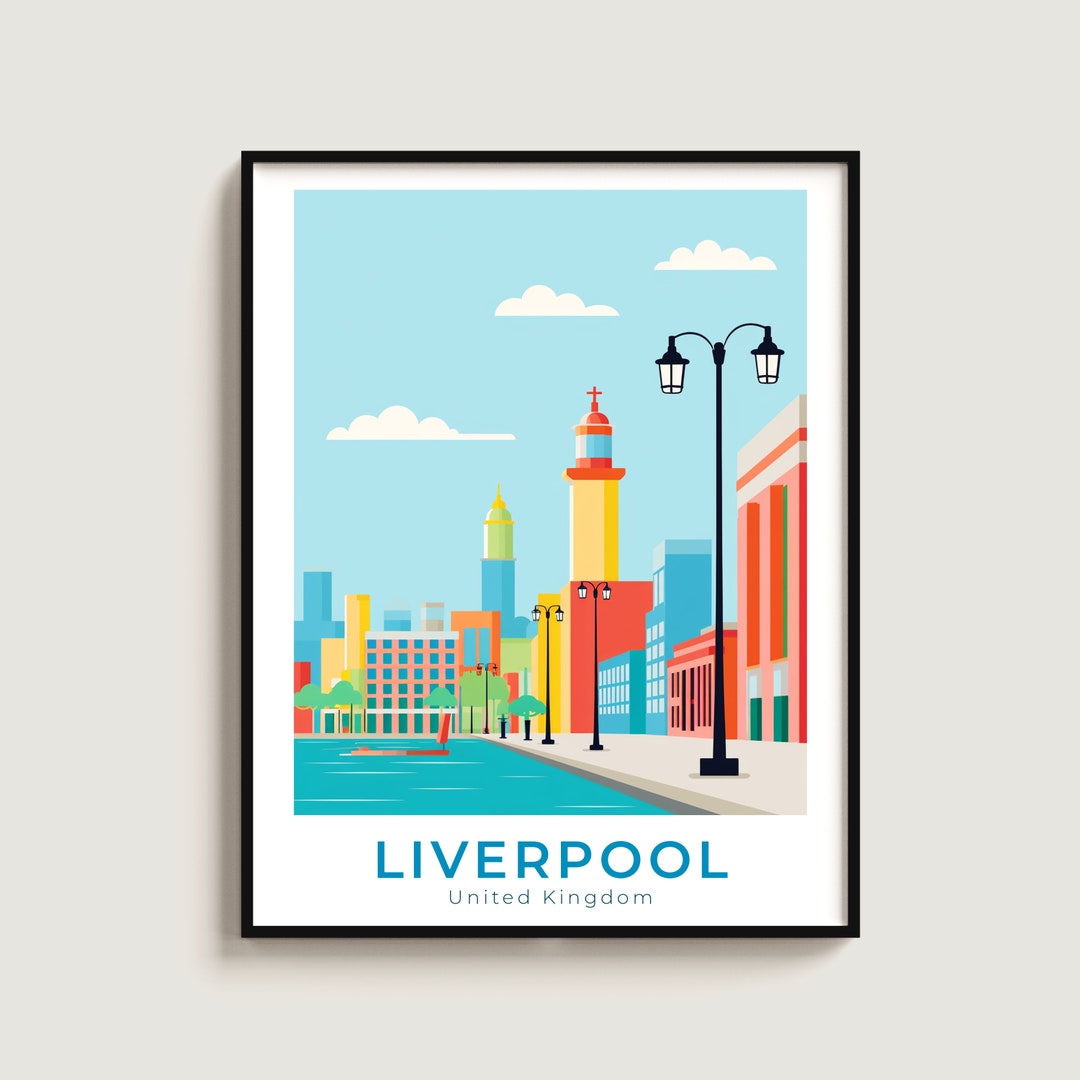 Liverpool Travel Poster Wall Art Gift United Kingdom Travel Print Gift ...