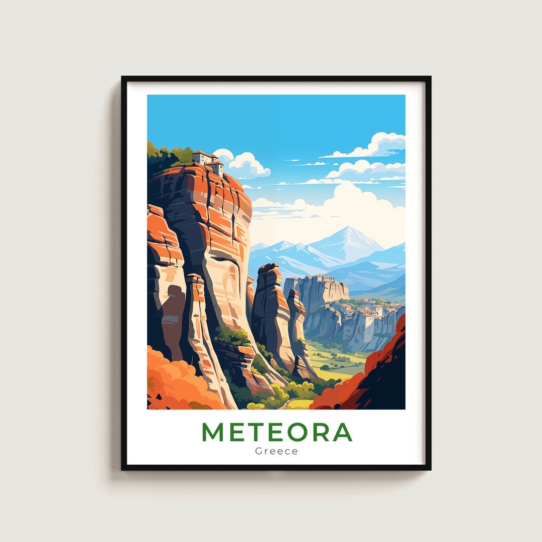 Meteora Travel Print Wall Art Gift Greece Travel Poster Gift Home Decor ...