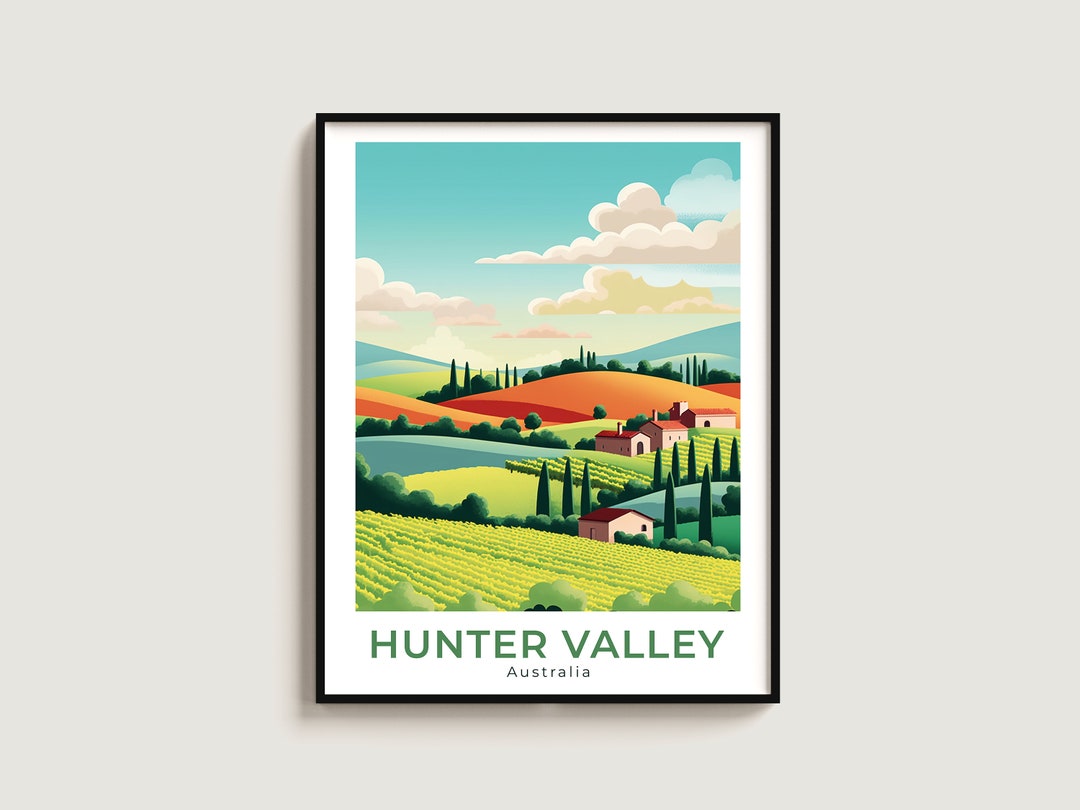 Hunter Valley Travel Poster Wall Art Gift Australia Travel Print Gift ...