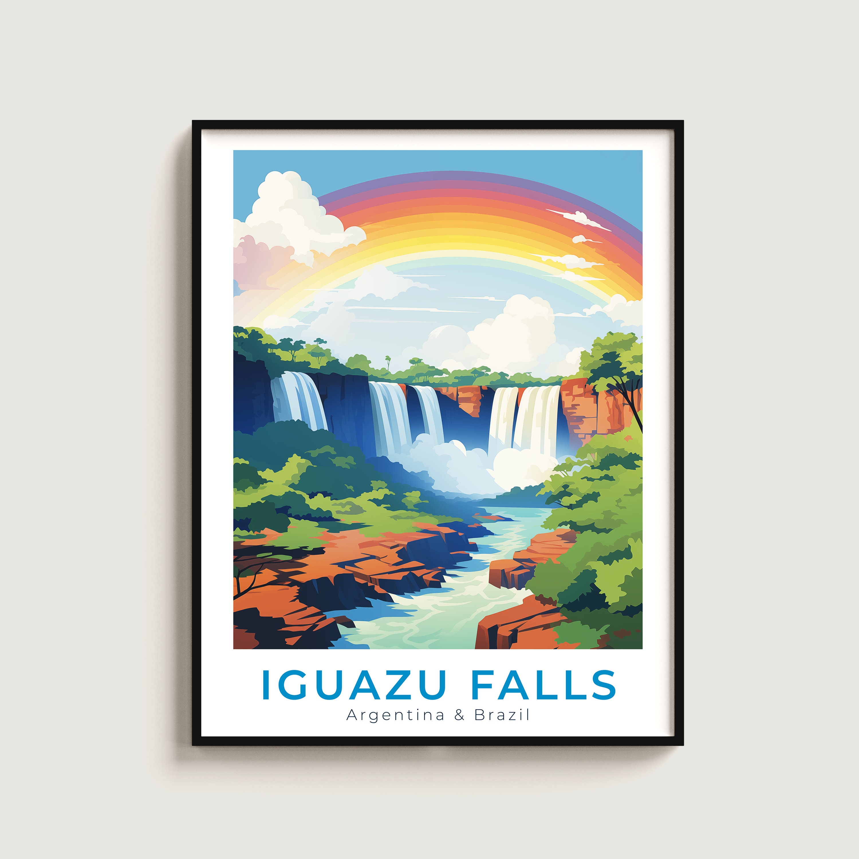 Iguazu Falls Travel Poster Wall Art Gift Argentina/brazil Travel Print ...