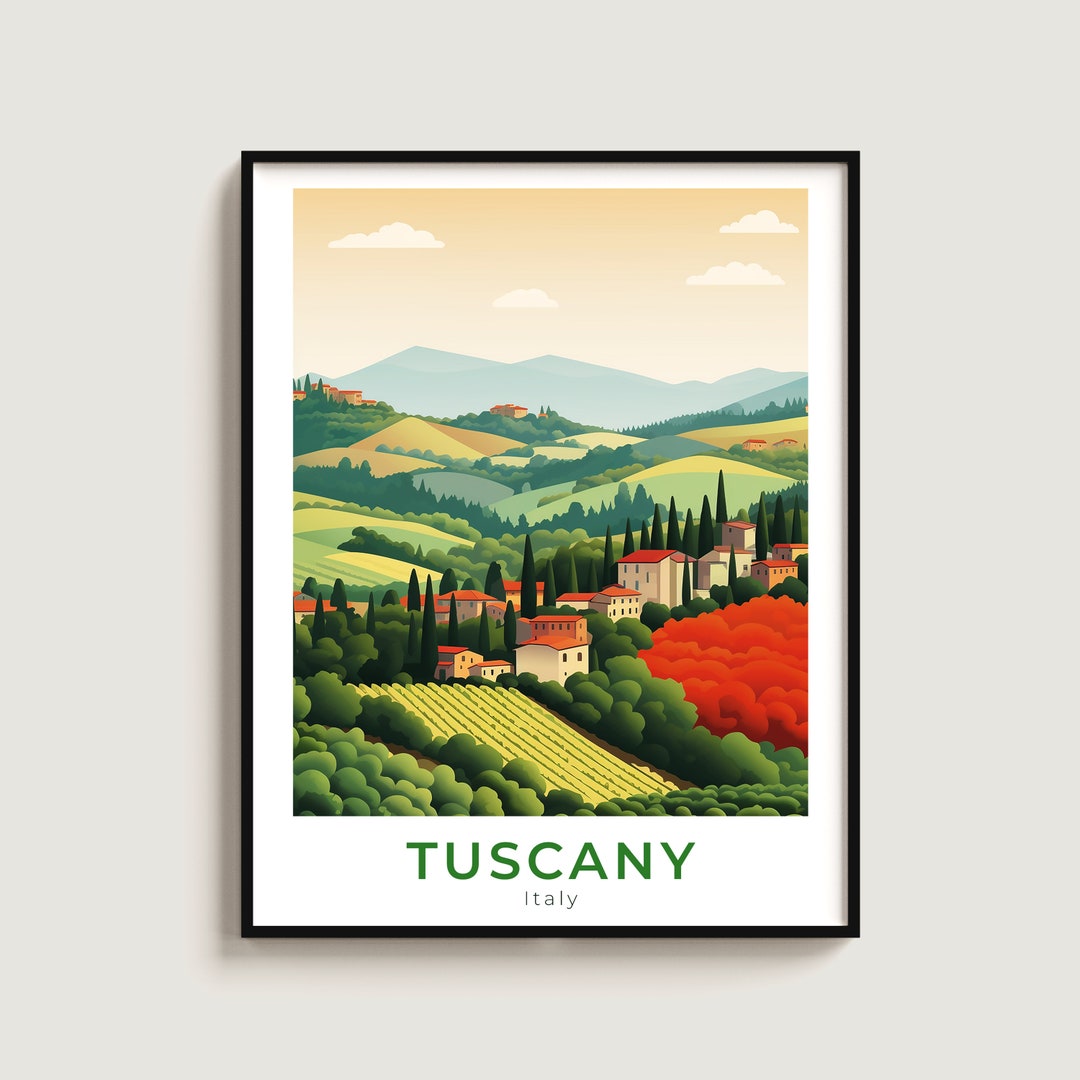Tuscany Travel Poster Wall Art Gift Italy Travel Print Gift Home Decor ...