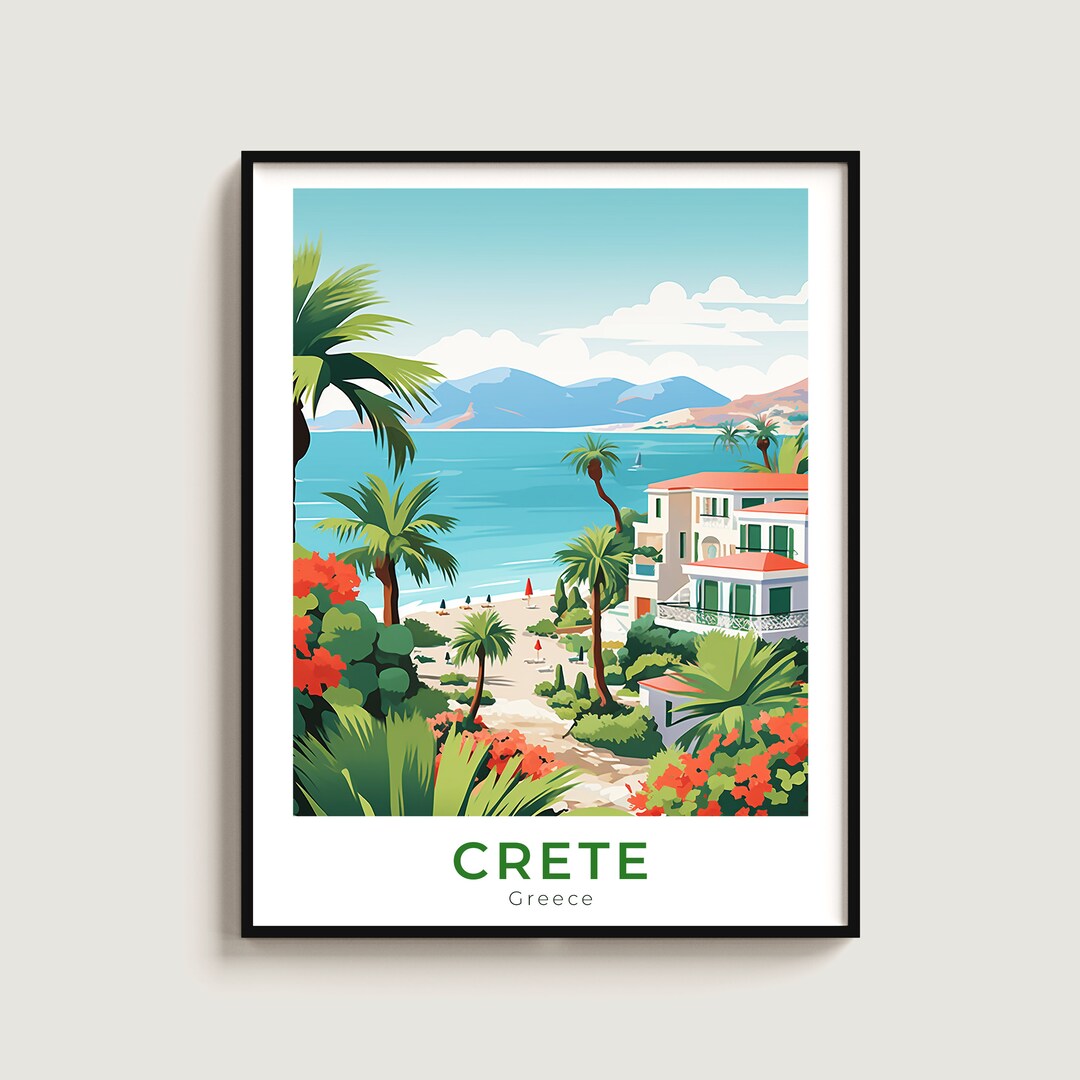 Crete Travel Poster Wall Art Gift Greece Travel Print Gift Home Decor ...
