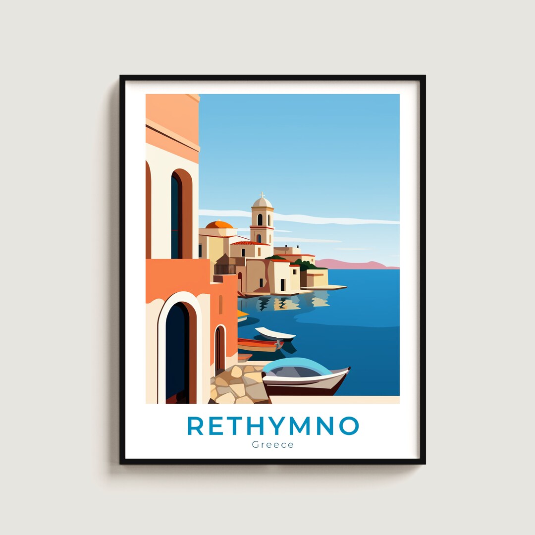 Rethymno Travel Poster Wall Art Gift Greece Travel Print Gift Home ...
