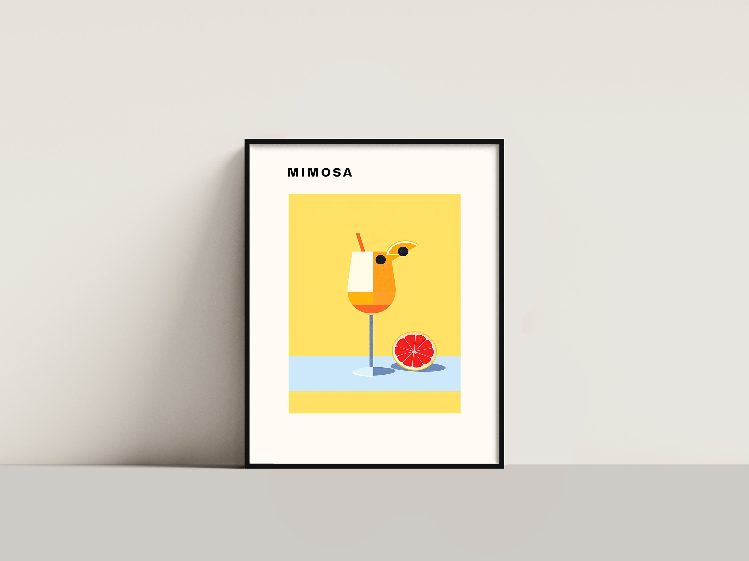 Mimosa Poster Cocktail Gift Cocktail Lovers Retro Print Gift Minimalist ...