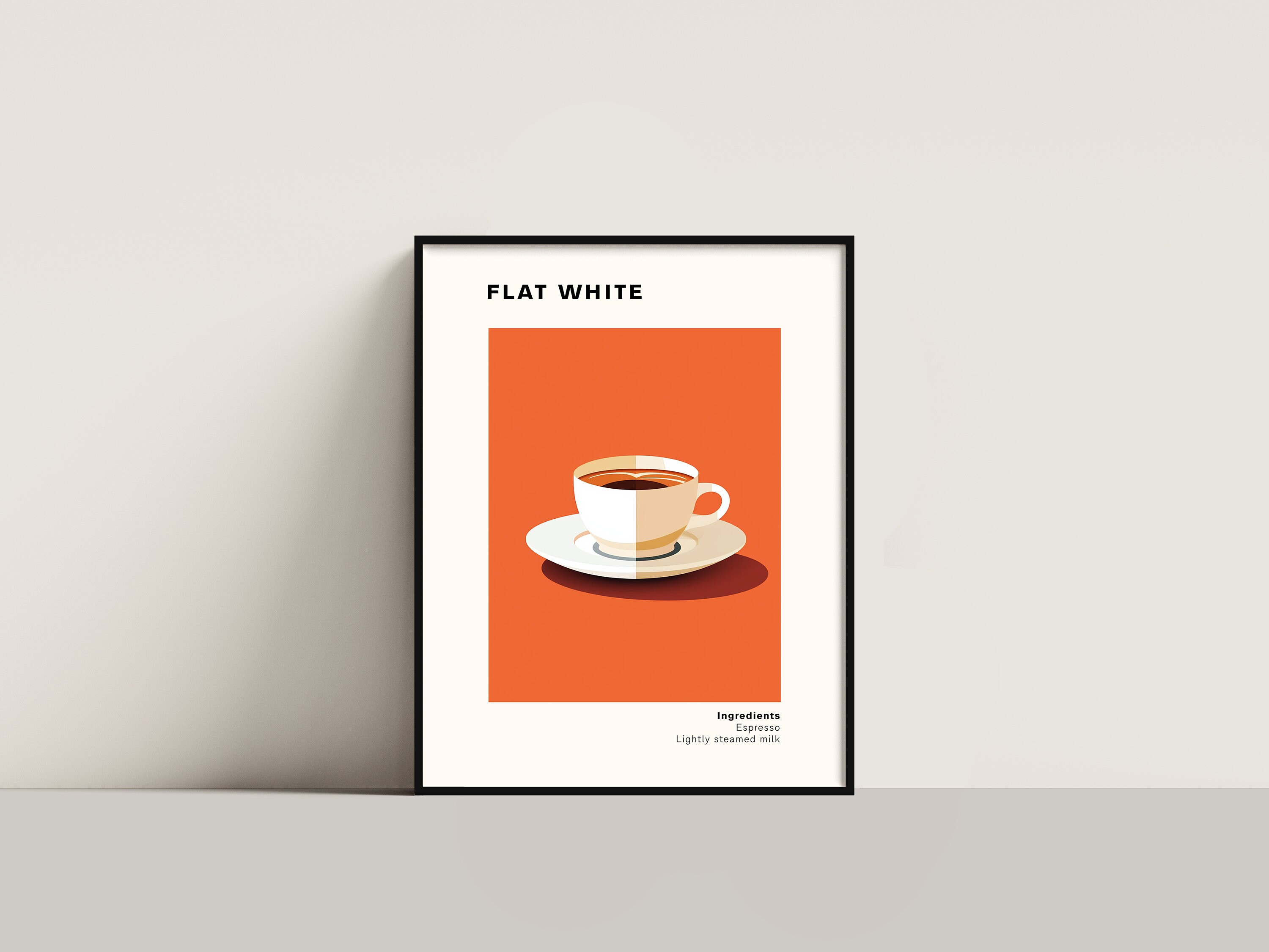 Flat White Coffee Poster Gift Coffee Lover Art Kitchen Gift Art Coffee ...