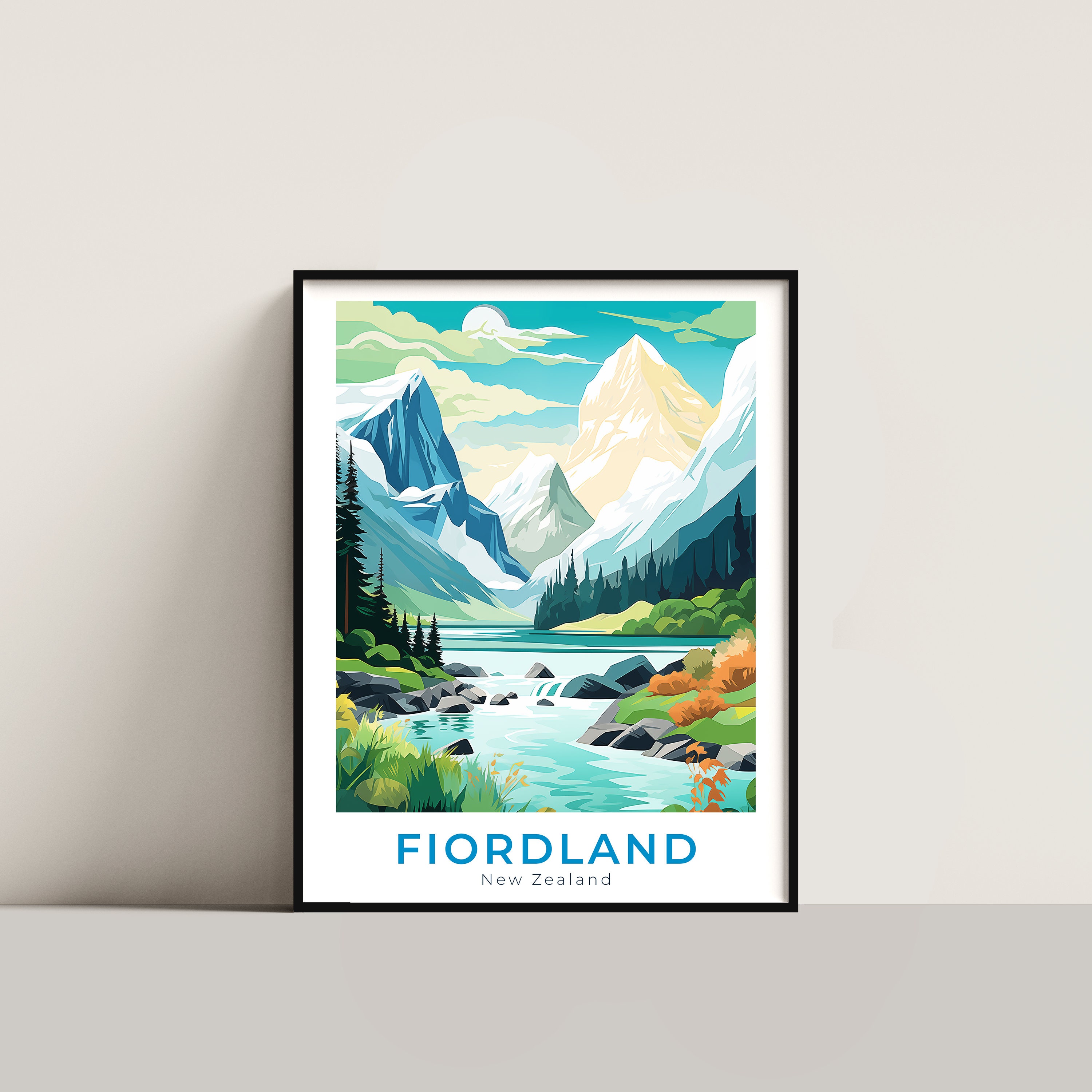 Fiordland National Park Travel Print Wall Art Gift COUNTRY Travel ...