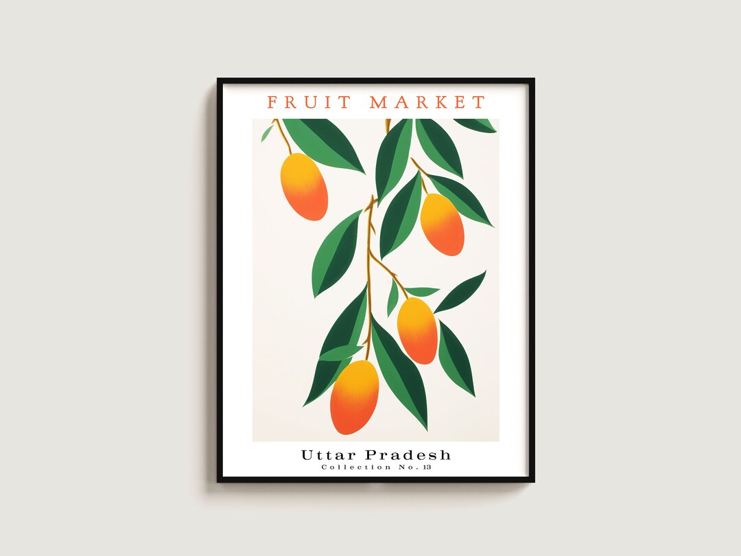 Mango Fruit Poster Gift Uttar Pradesh Fruit Market Print Botanical Art ...