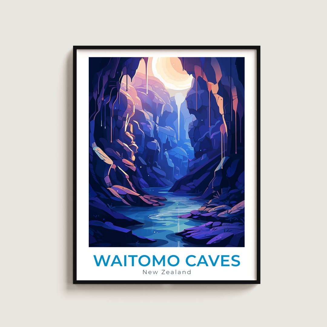Waitomo Glowworm Caves Travel Print Wall Art Gift New Zealand Travel ...