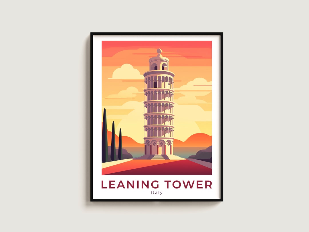 Leaning Tower of Pisa Travel Poster Wall Art Gift Italy Travel Print ...
