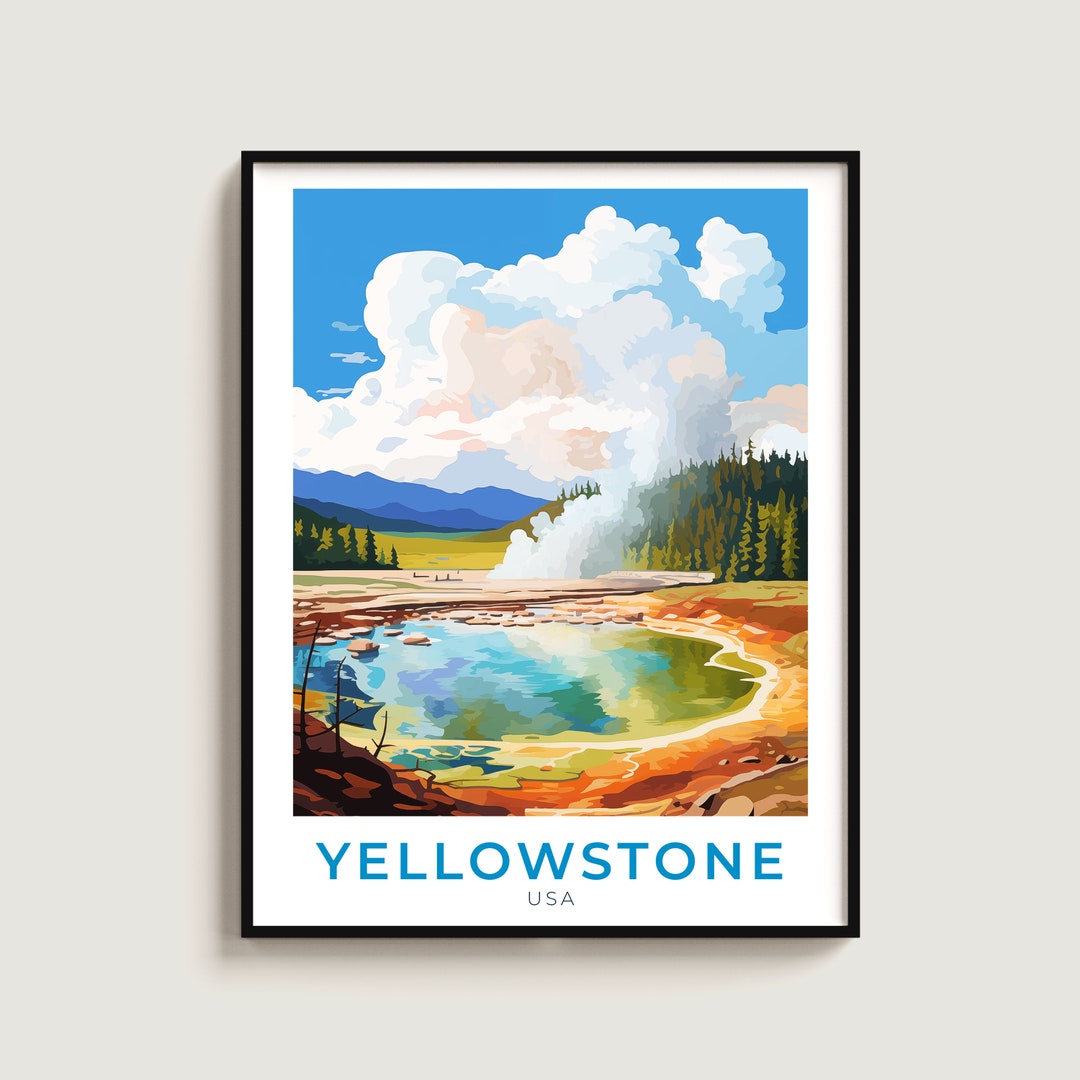 Yellowstone Travel Poster Wall Art Gift USA Travel Print Gift Home ...