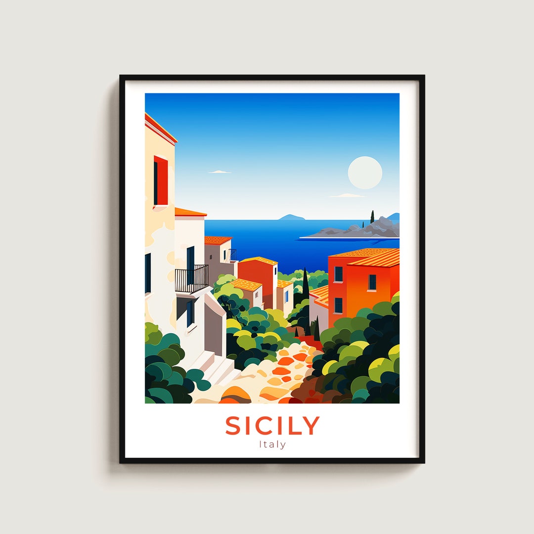 Sicily Travel Poster Wall Art Gift Italy Travel Print Gift Home Decor ...