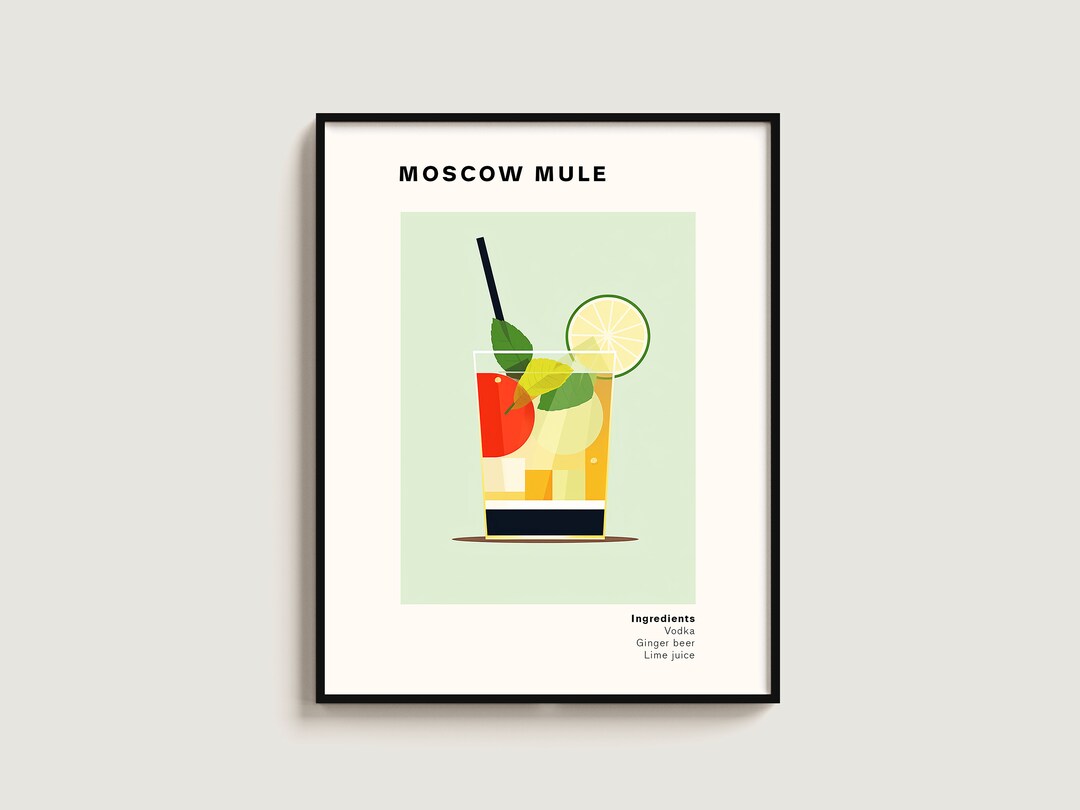 Moscow Mule Poster Cocktail Gift Cocktail Lovers Retro Print Gift ...