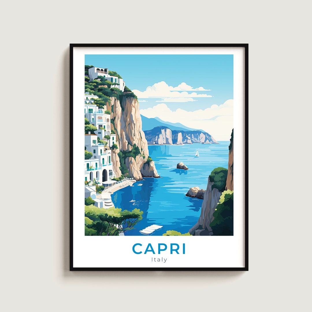 Capri Travel Poster Wall Art Gift Italy Travel Print Gift Home Decor ...