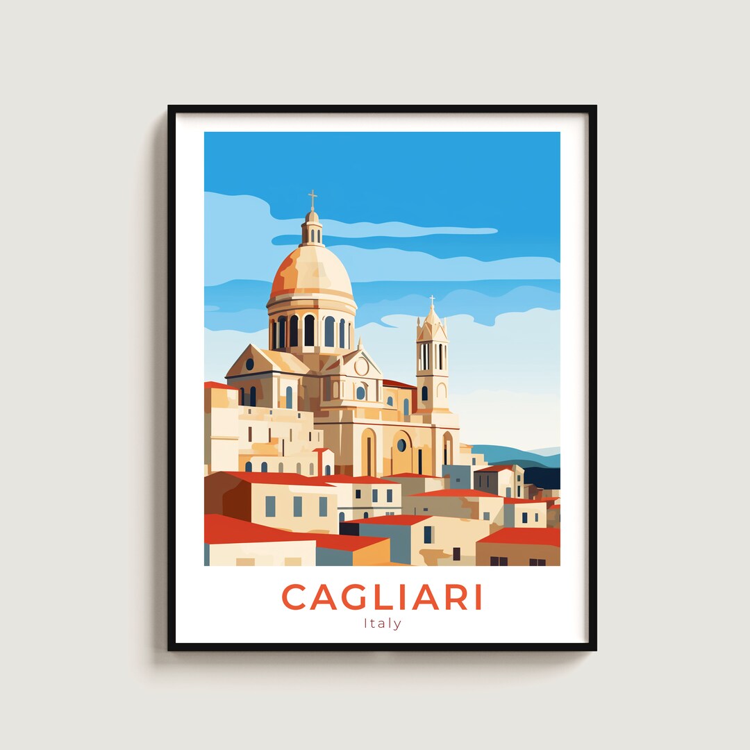 Cagliari Travel Poster Wall Art Gift Italy Travel Print Gift Home Decor Lovers Wall Hanging - Etsy