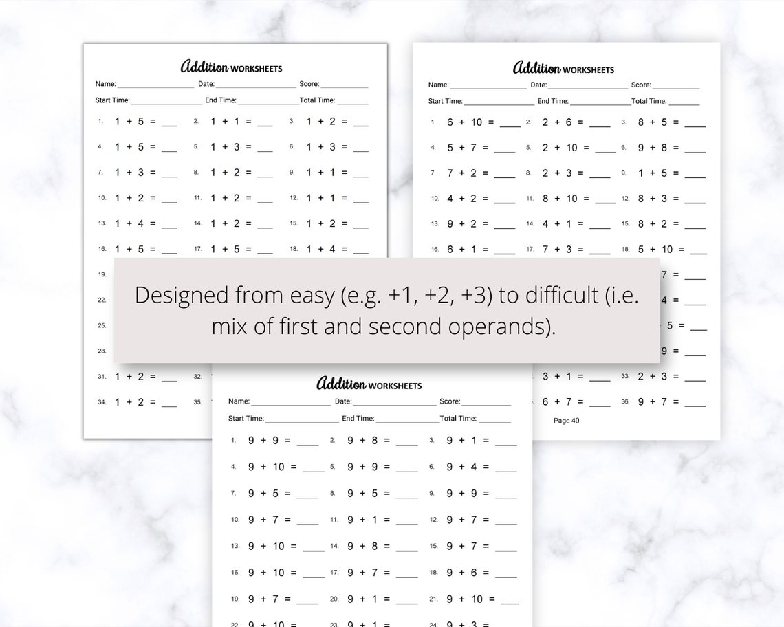 Addition Worksheets Printable for Kids, Math Learning Worksheets for ...