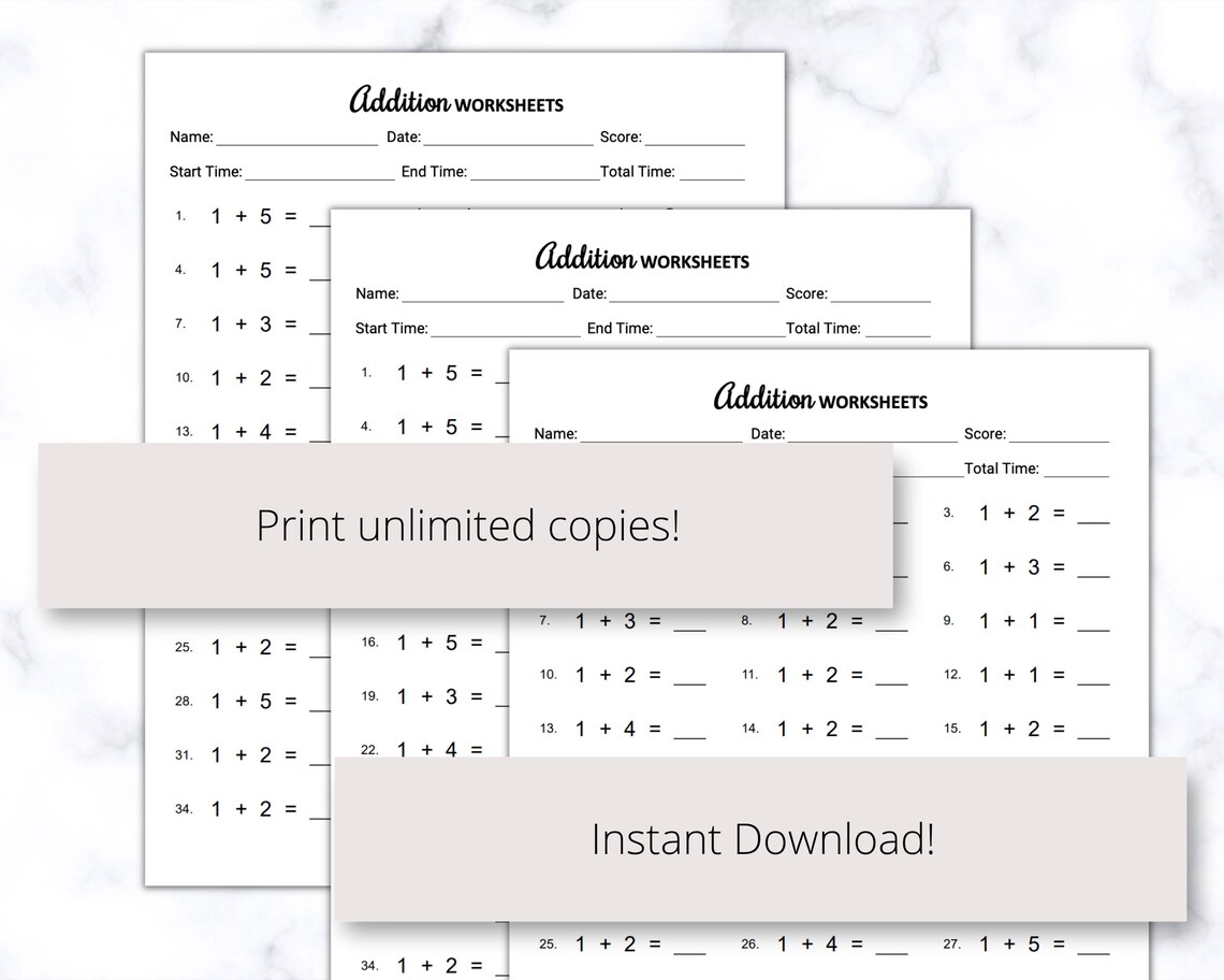Addition Worksheets Printable for Kids, Math Learning Worksheets for ...