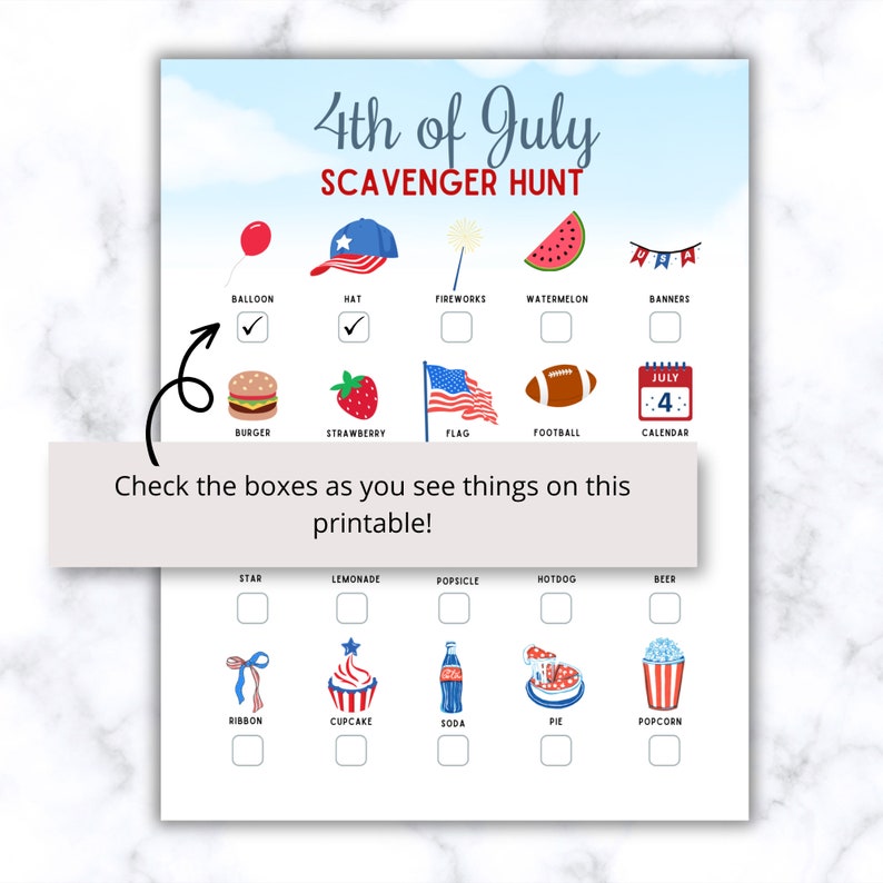 4th of July Scavenger Hunt Printable PDF, Treasure Hunt Printable ...