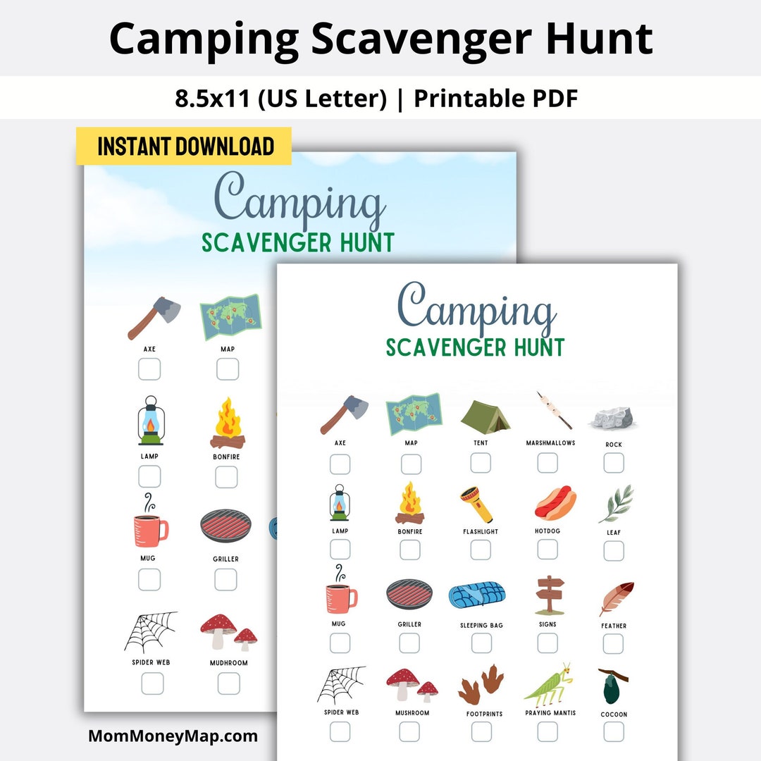 Camping Scavenger Hunt Printable PDF, Treasure Hunt Printable, Family ...