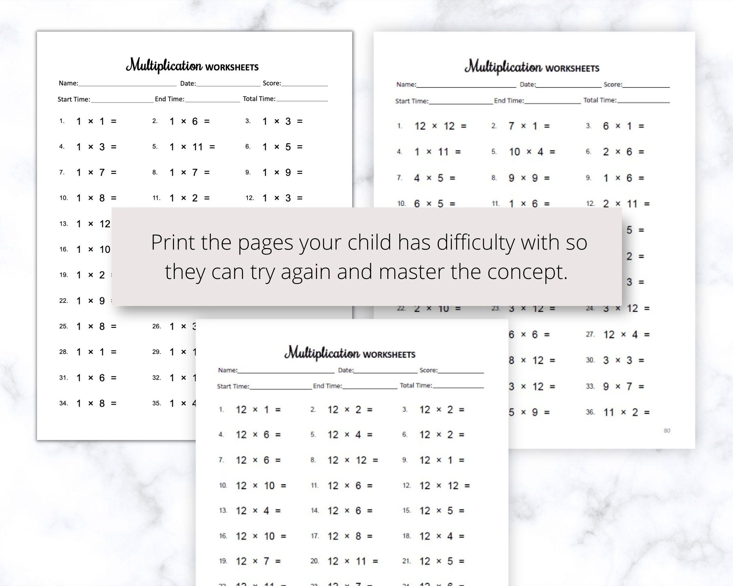 Multiplication Worksheet Printable for Kids, Math Learning Worksheet ...