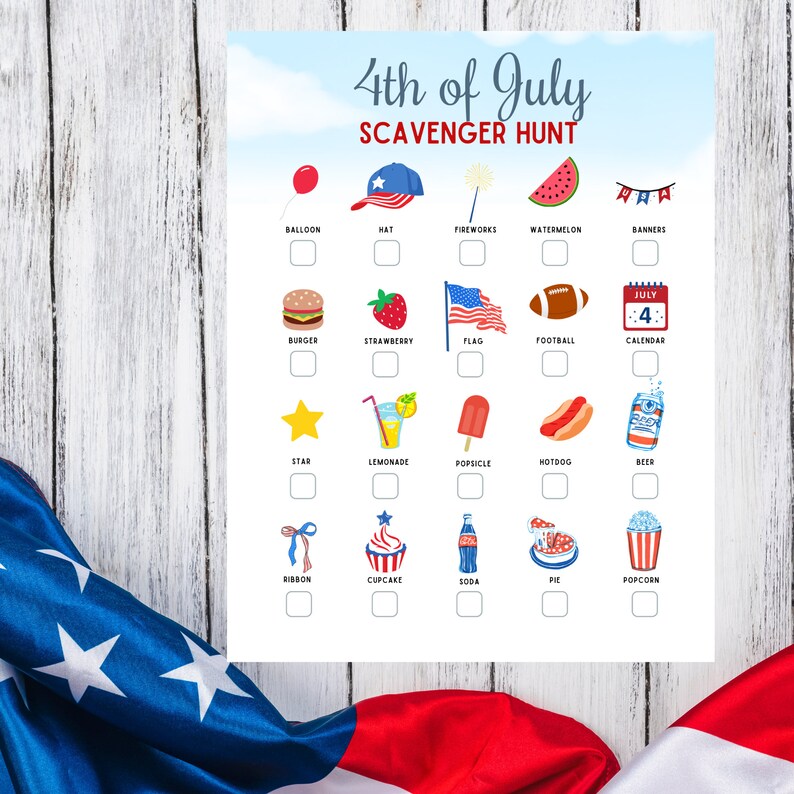 4th of July Scavenger Hunt Printable PDF, Treasure Hunt Printable ...