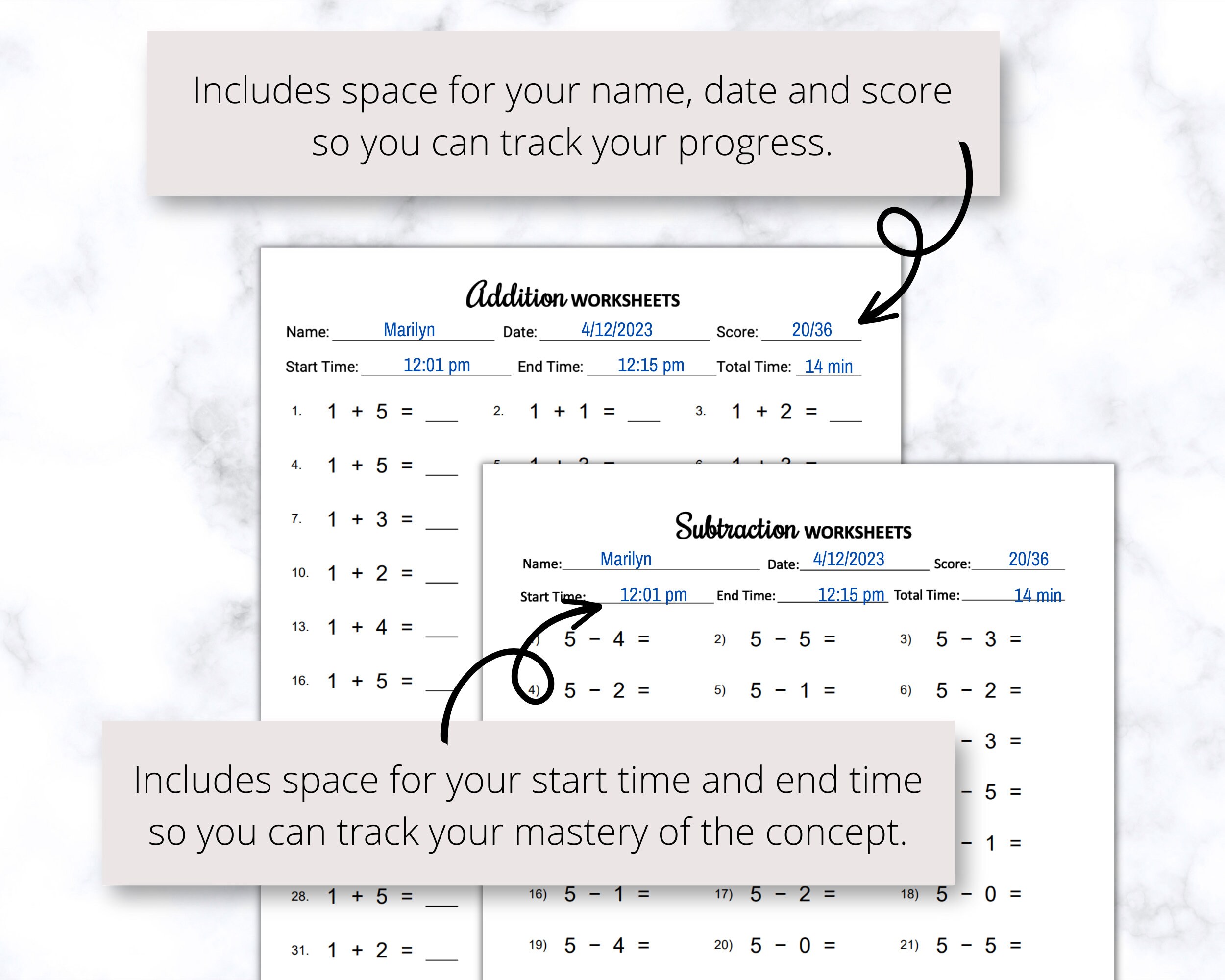 Math Worksheet Printable for Kids, Addition and Subtraction Worksheet ...