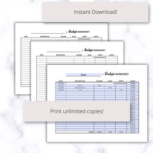 Budget Worksheet for Kids Printable PDF, Kids Money Tracker for ...