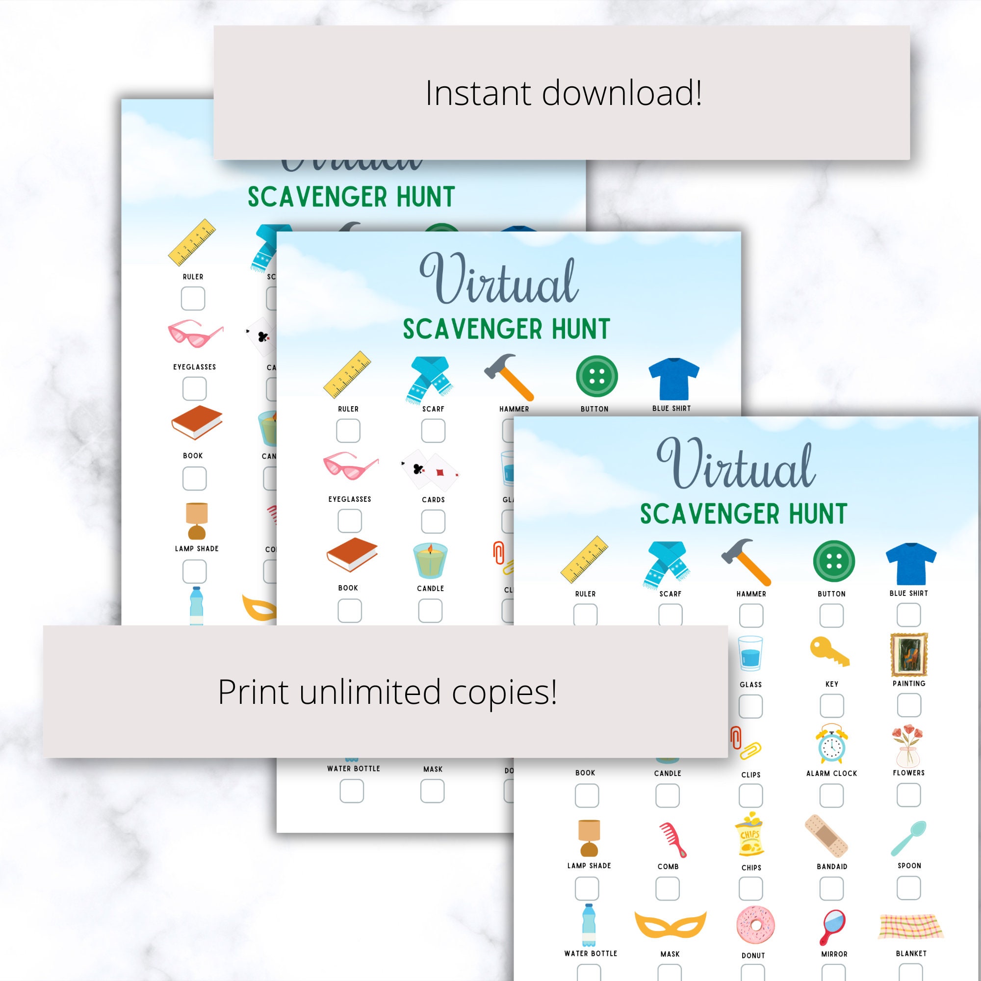 Virtual Scavenger Hunt Printable PDF, Treasure Hunt Printable, Family ...