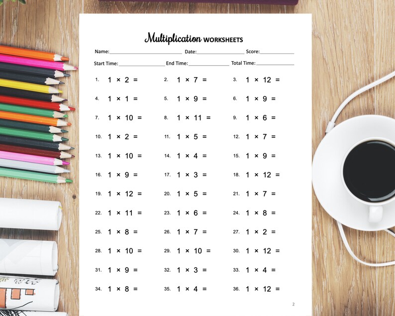 Multiplication Worksheet Printable for Kids, Math Learning Worksheet ...