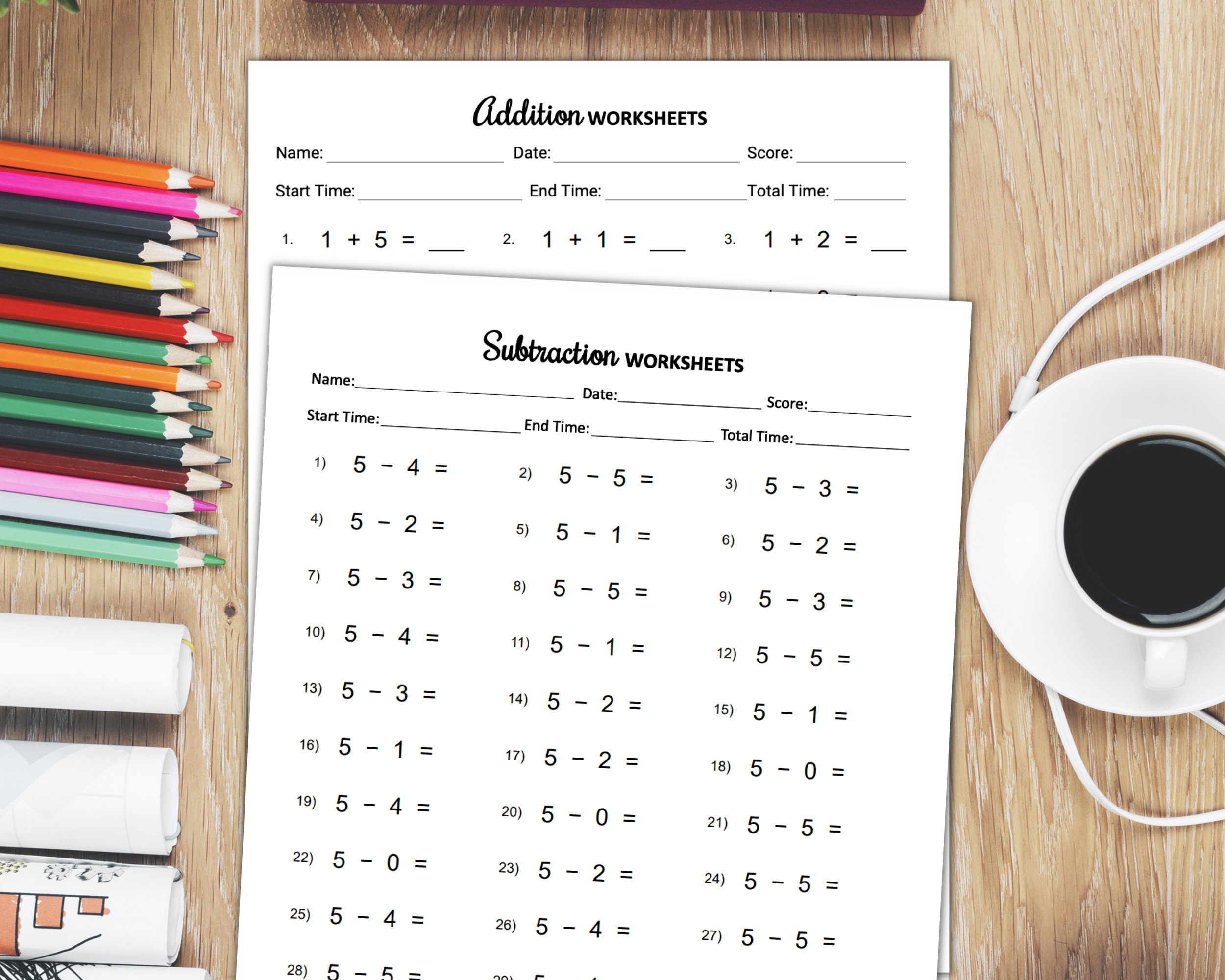 Math Worksheet Printable for Kids, Addition and Subtraction Worksheet ...