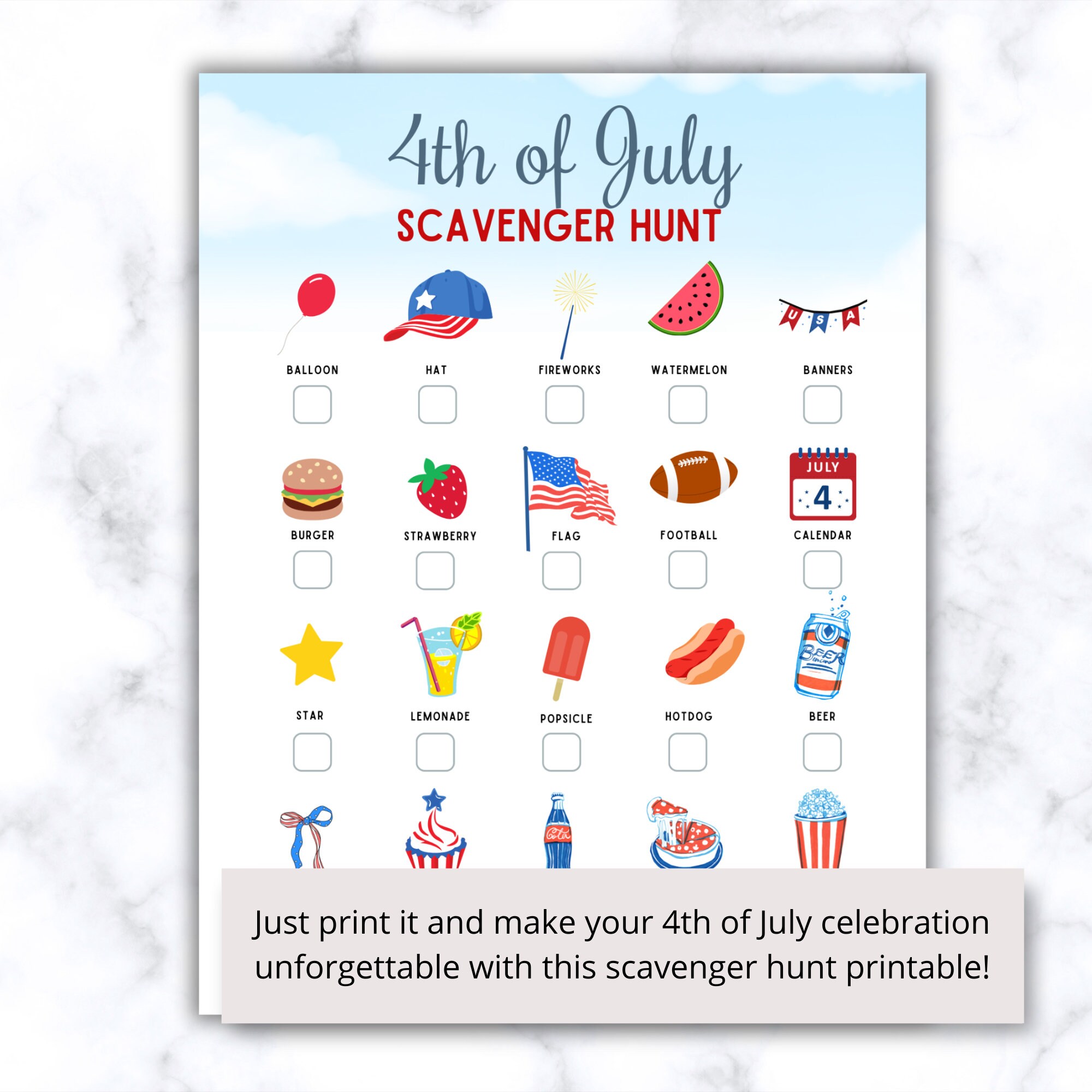 4th of July Scavenger Hunt Printable PDF, Treasure Hunt Printable ...