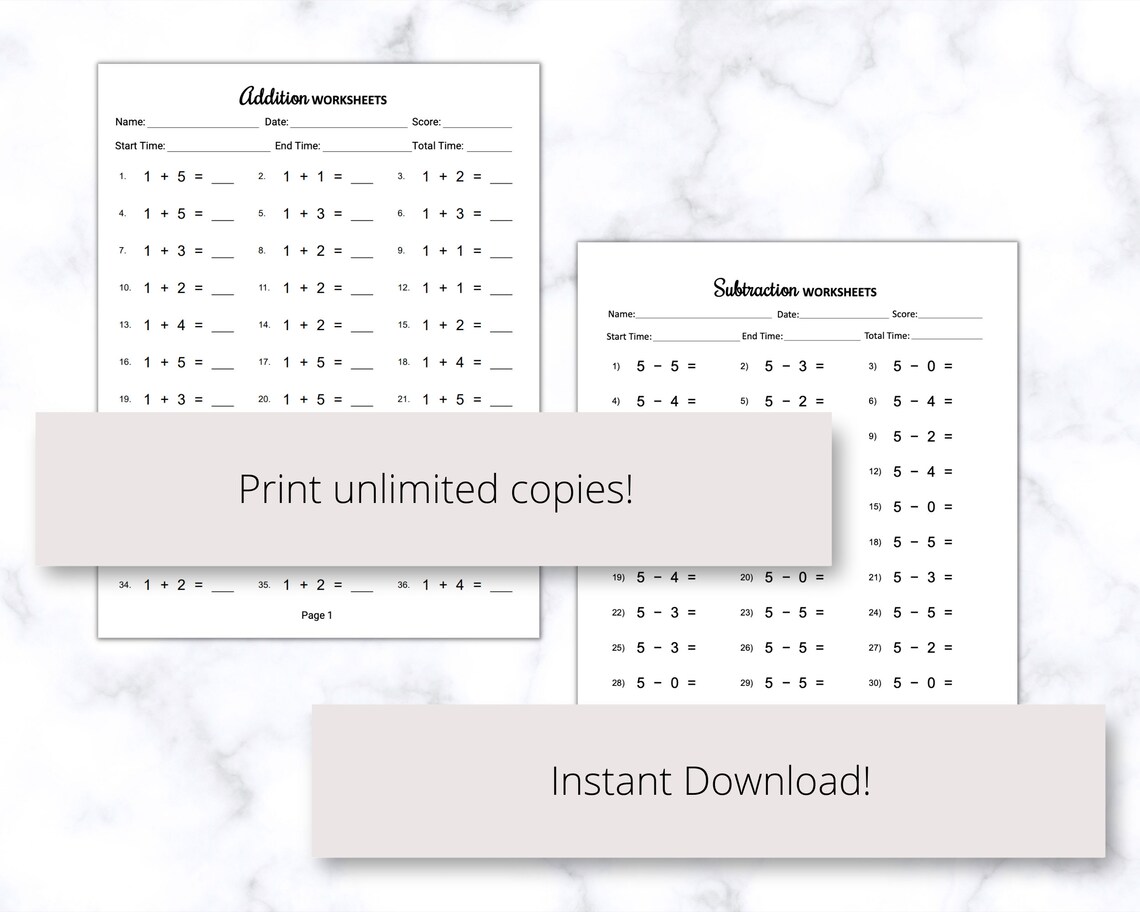 Math Worksheet Printable for Kids, Addition and Subtraction Worksheet ...