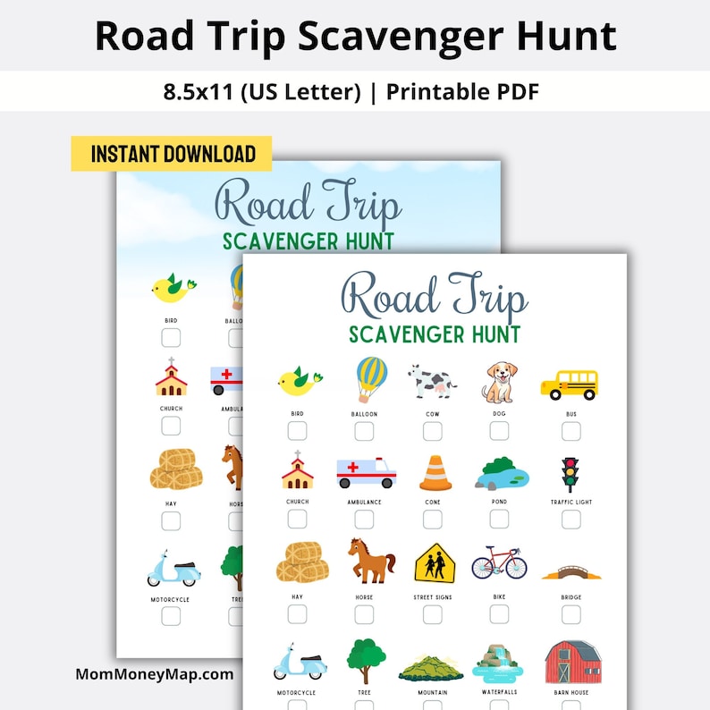 Road Trip Scavenger Hunt Printable PDF, Treasure Hunt Printable, Family ...